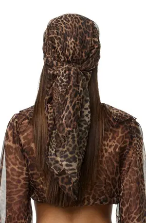 Naked Wardrobe Leopard Printed Chiffon Head Scarf