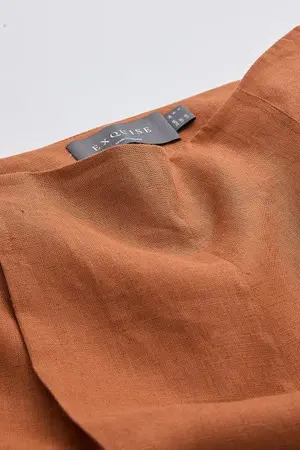 EXQUISE High-waisted Wide Leg Linen Trousers
