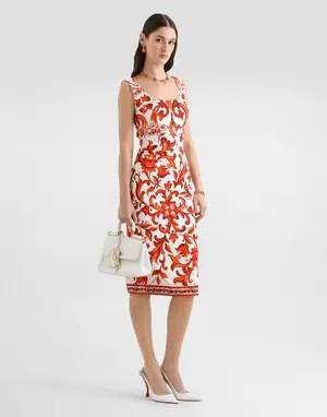 Dolce & Gabbana Majolica-print Charmeuse Dress
