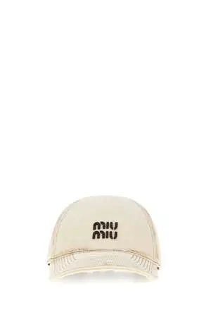 Miu Miu MIU MIU Cotton Baseball Cap White