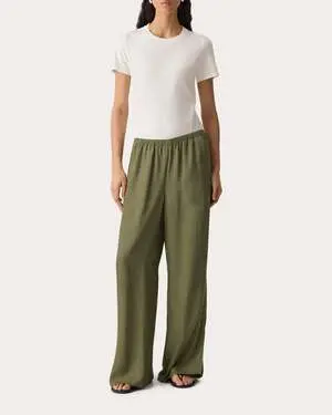 Theory Washed Twill Vented Pull-on Pants - Green