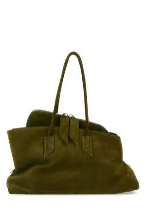 Attico Olive Suede Medium La Passeggiata Shoulder Bag - Green