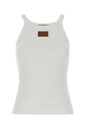 Fendi Stretch Cotton Ribbed Tank Top - White