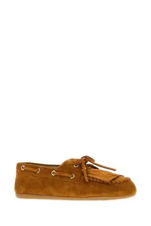 Miu Miu Suede Leather Loafers - Brown