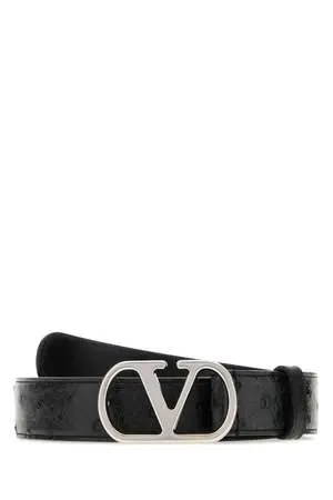 Valentino Garavani Vlogo Signature Crocodile Belt - Black