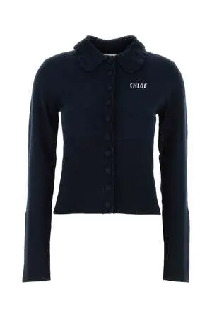 Chloé Navy Wool Cardigan - Blue