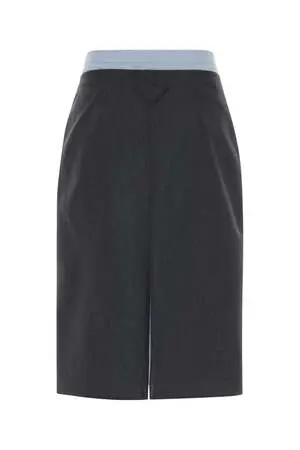 Prada Wool Blend Skirt - Gray