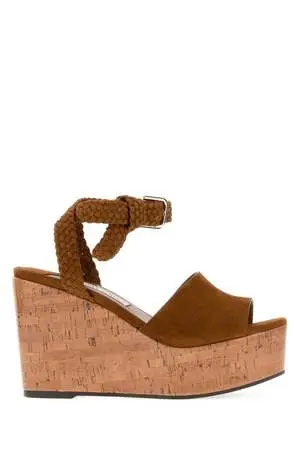 JIMMY CHOO Suede Wedge Sandals - Brown