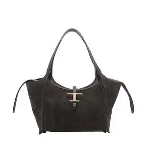 TOD'S Small Suede T Timeless Shopping Bag - Brown
