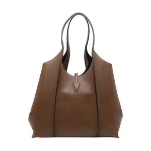 TOD'S Medium T Timeless Shopping Bag In Calf Leather - Brown