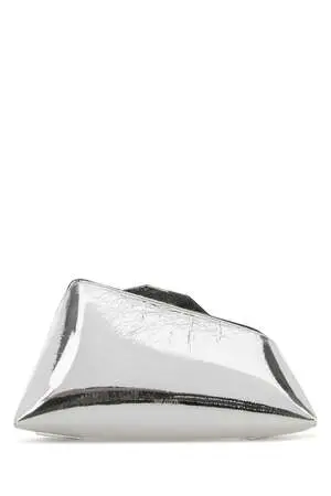 Attico Leather 8.30 Pm Clutch - Silver