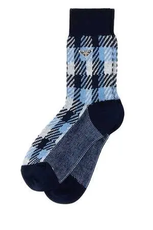 Prada Embroidered Stretch Cotton Crew Socks - Multicolor