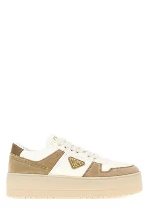 Prada Two-tone Leather And Suede Downtown Bold Sneakers - Multicolor