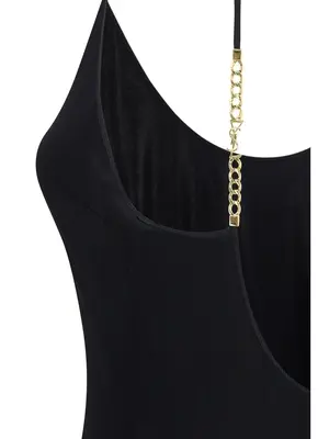 Saint Laurent Backless Maxi Dress With Chain Detail - Black