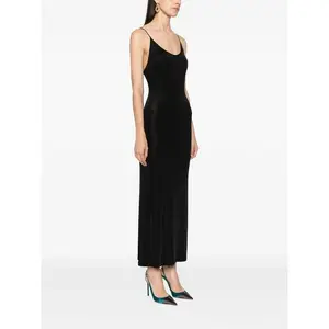 Saint Laurent Backless Maxi Dress With Chain Detail - Black