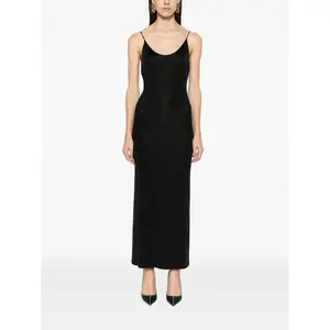 Saint Laurent Backless Maxi Dress With Chain Detail - Black