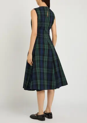 JW Anderson Cloqué Checked Seersucker Midi Dress - Green