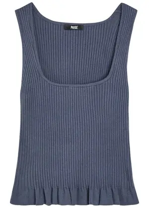 Paige Bronwyn Ribbed Cotton-blend Tank - Navy