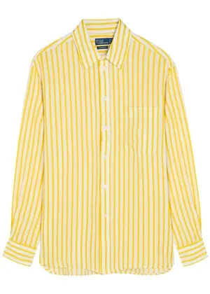 Polo Ralph Lauren Striped Linen And Cotton-blend Shirt - Yellow