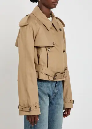 JW Anderson Belted Cropped Cotton Trench Coat - Beige