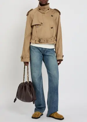 JW Anderson Belted Cropped Cotton Trench Coat - Beige