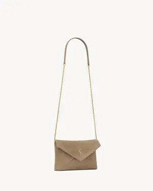 Saint Laurent Cassandre Small Chain Pouch In Suede