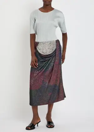 MAISON MARGIELA Draped Printed Sequin Midi Skirt