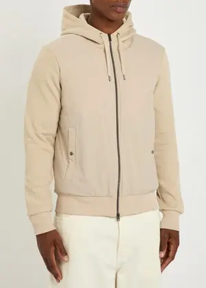 Herno Hooded Padded Stretch Shell And Cotton-knit Jacket