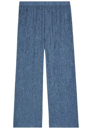 Eileen Fisher Crinkled Wide-leg Woven Trousers - Blue