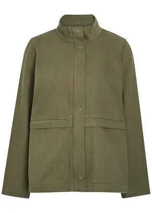 Eileen Fisher Cotton And Linen-blend Jacket - Olive
