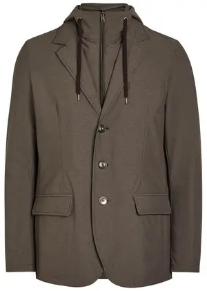 Herno Double-layer Hooded Woven Jacket - Dark Brown