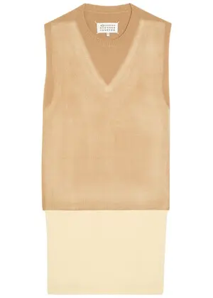MAISON MARGIELA Fuse Colour-blocked Wool Vest - Cream