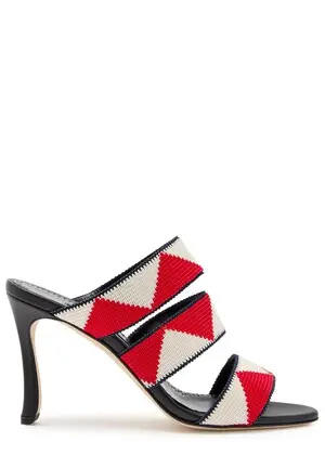 Manolo Blahnik Capro 90 Striped Leather Sandals - Multicoloured
