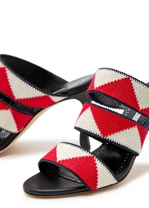 Manolo Blahnik Capro 90 Striped Leather Sandals