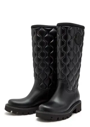 Moncler Kickstream Quilted Rubber Wellington Boots - Black