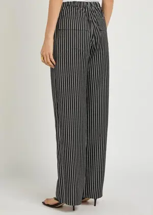 Maria Mcmanus Striped Wide-leg Satin Trousers - Black