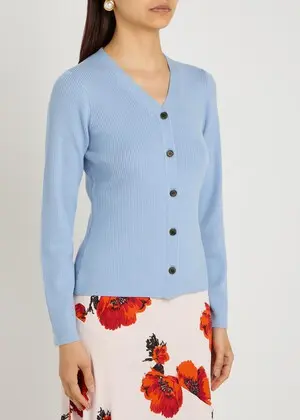 EMILIA WICKSTEAD Ribbed Wool V-neck Cardigan