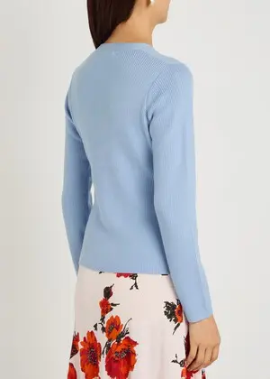 EMILIA WICKSTEAD Ribbed Wool V-neck Cardigan