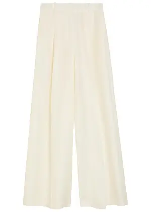HEIRLOME Laurence Wide-leg Wool And Silk-blend Trousers - Ivory