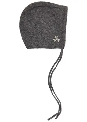 Simone Rocha Floral Crystal-embellished Cashmere Bonnet - Grey