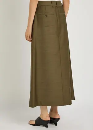 HEIRLOME Lara Wool And Silk-blend Midi Skirt