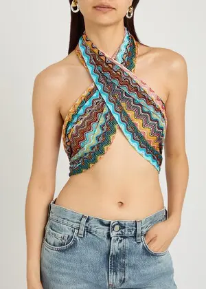 Missoni Zigzag Fringed Fine-knit Scarf
