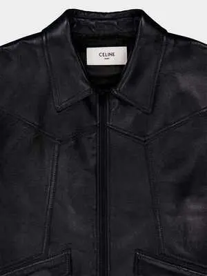 Celine Loose Blouson Jacket In Soft Lambskin