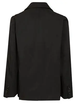 Bottega Veneta Woven Detail Double-breasted Coat - Black