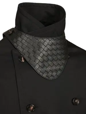 Bottega Veneta Woven Detail Double-breasted Coat - Black