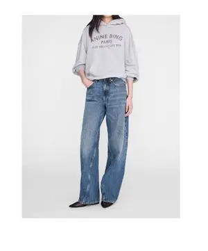 ANINE BING Oversized Logo Printed Hoodie