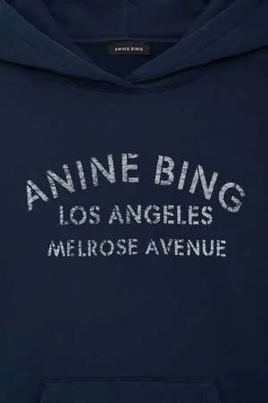 ANINE BING Harvey Long Sleeved Hoodie - Navy Blue
