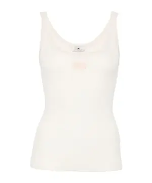 Elisabetta Franchi Ribbed-knit Logo-patch Vest - White