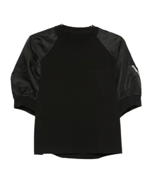 Sacai Crew Neck Short Sleeve Sweatshirt With Zip Pocket