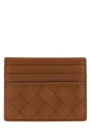 Bottega Veneta Nappa Leather Intrecciato Card Holder - Brown